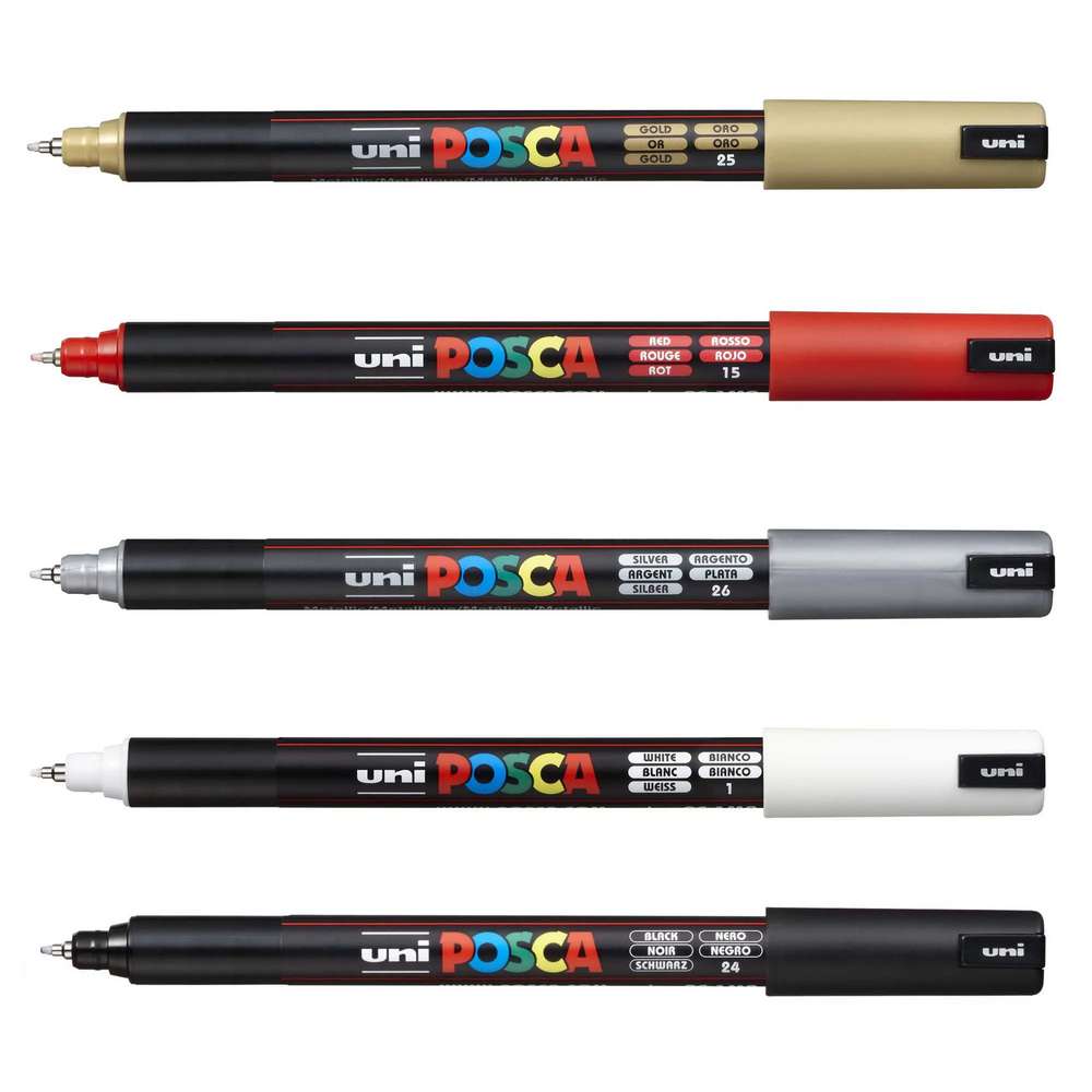 ESTOJO CANETA POSCA 0,7mm PC-1MR FINE (pin type) C/ 05 CORES ...